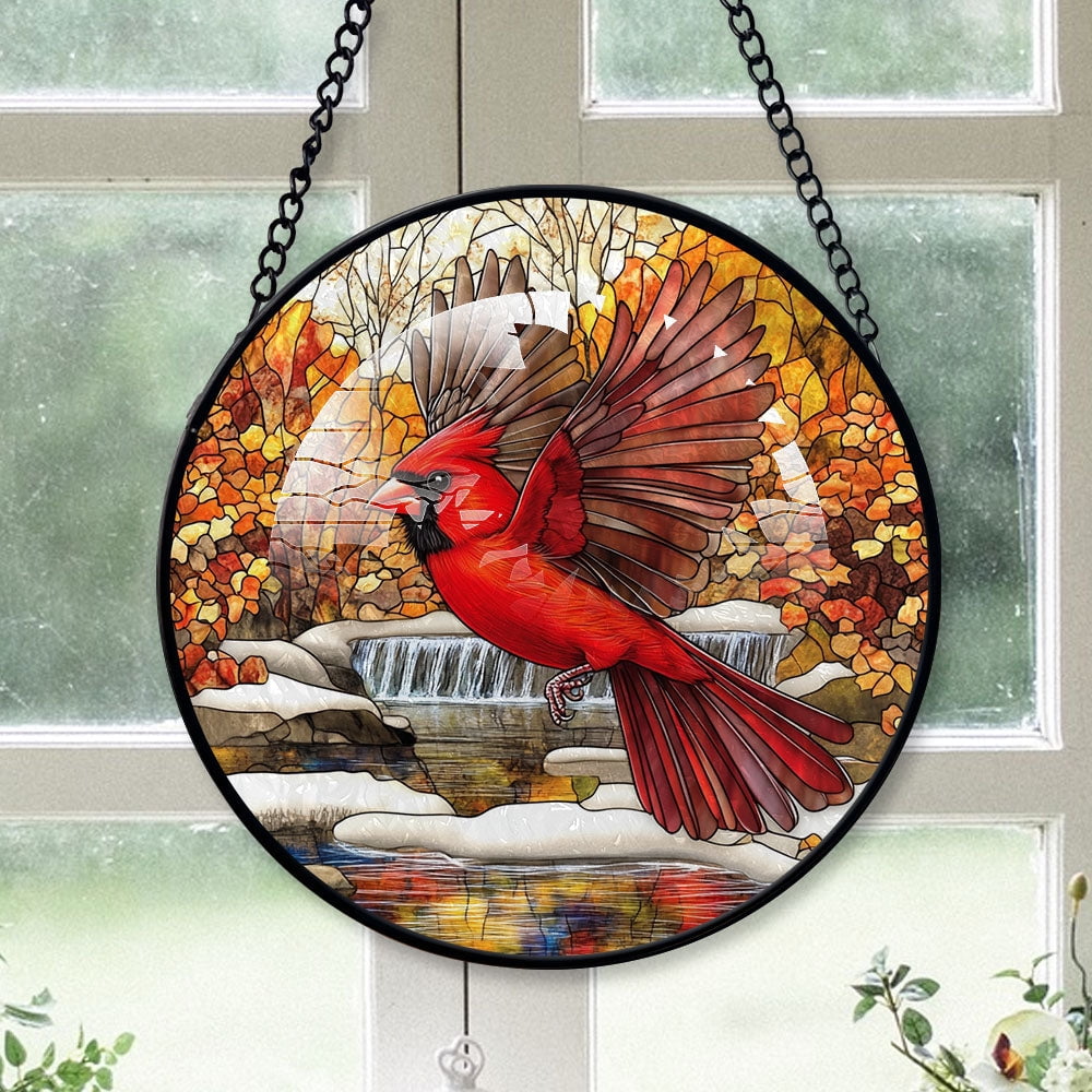 Cardinal Suncatchers For Christmas, Red Cardinal Stained Glass Window ...