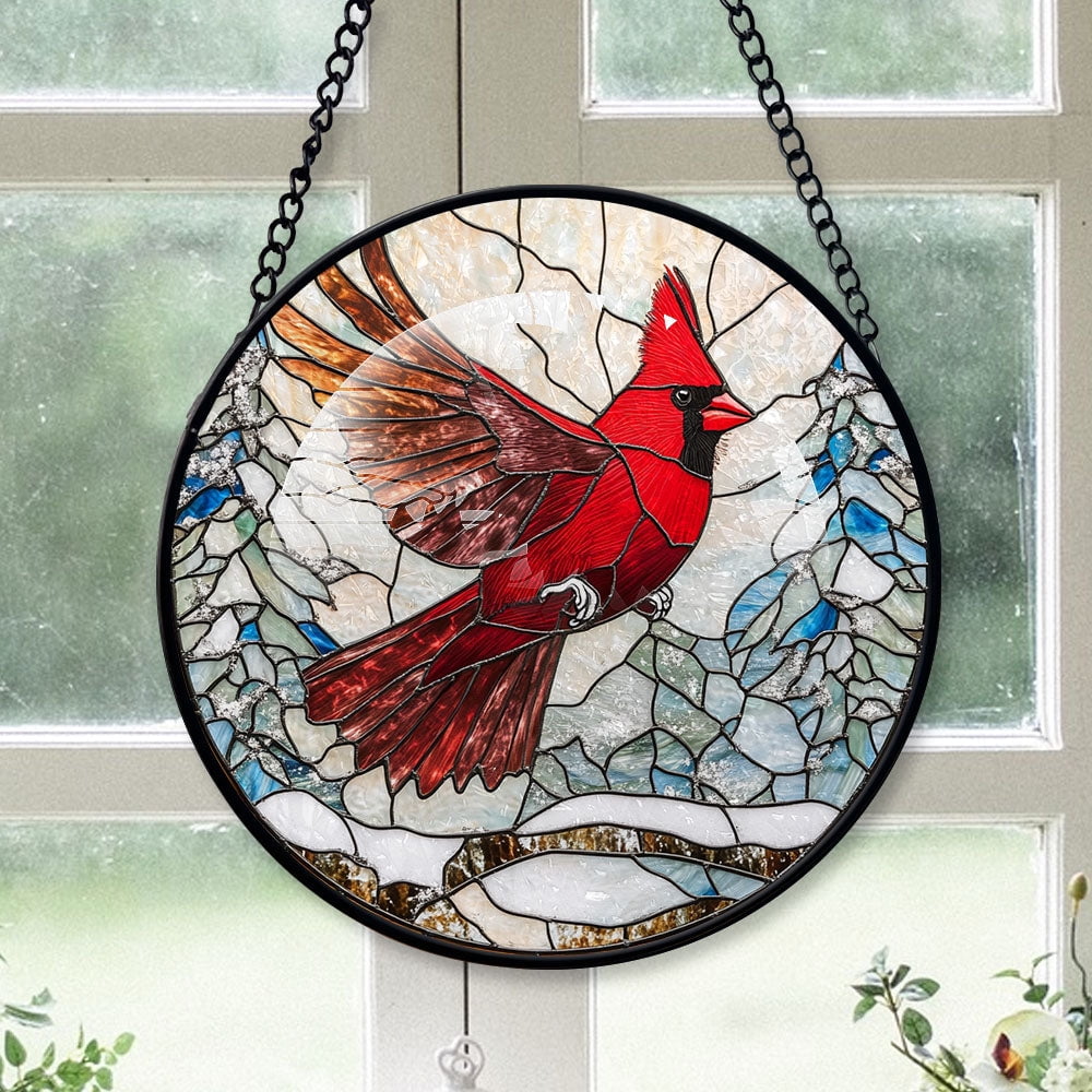 Cardinal Suncatchers Christmas, Red Cardinal Stained Glass Window ...