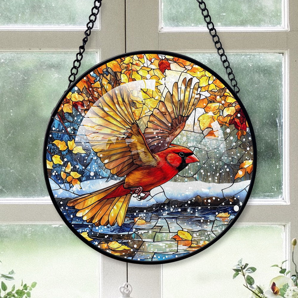Cardinal Suncatchers Christmas, Yellow Cardinal Stained Glass Window ...