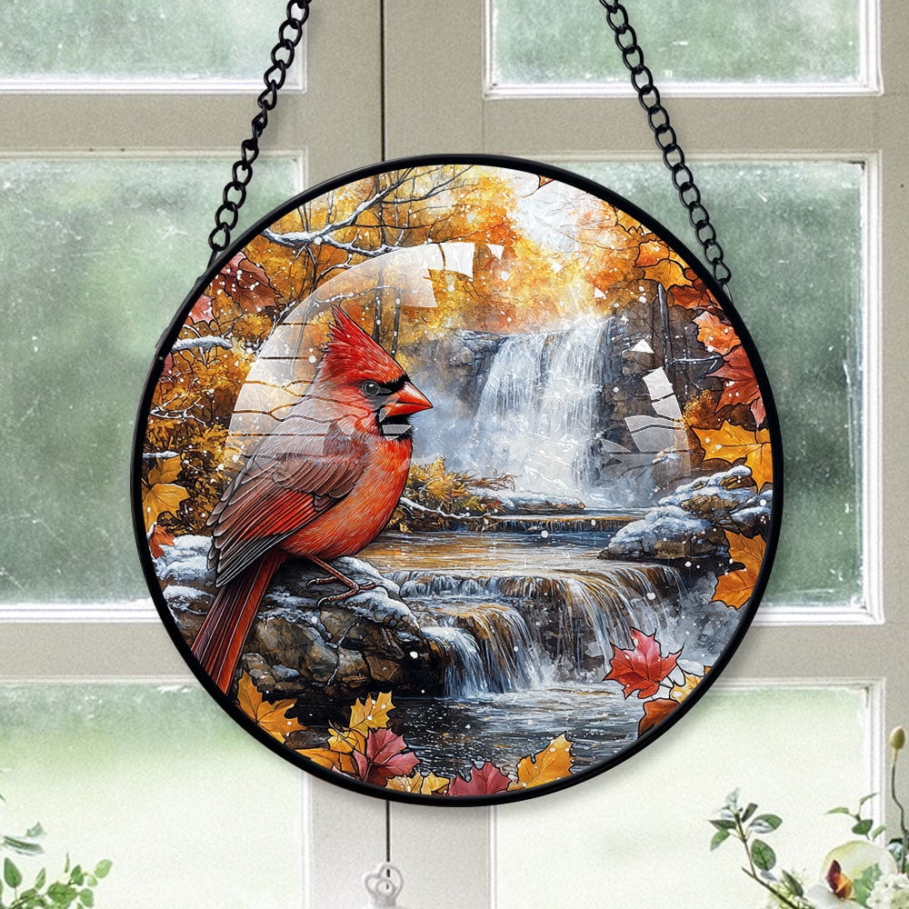 Cardinal Suncatchers Christmass, Red Cardinal Stained Glass Window ...