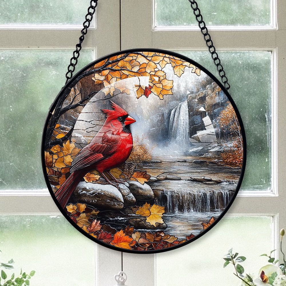 Cardinal Suncatchers Christmass, Red Cardinal Stained Glass Window ...