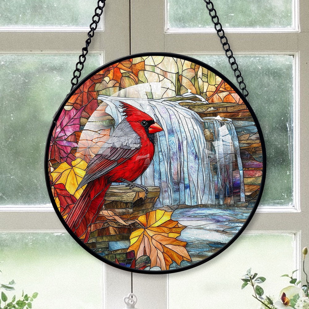 Cardinal Suncatchers, Gray Cardinal Stained Glass Window Hangings, Gray ...