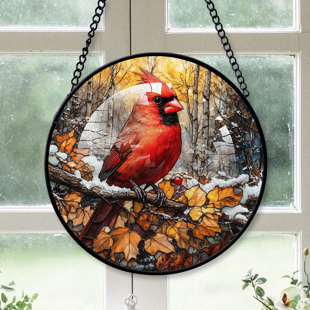 Cardinal Suncatchers, Red Cardinal Stained Glass Window Hangings, Red ...