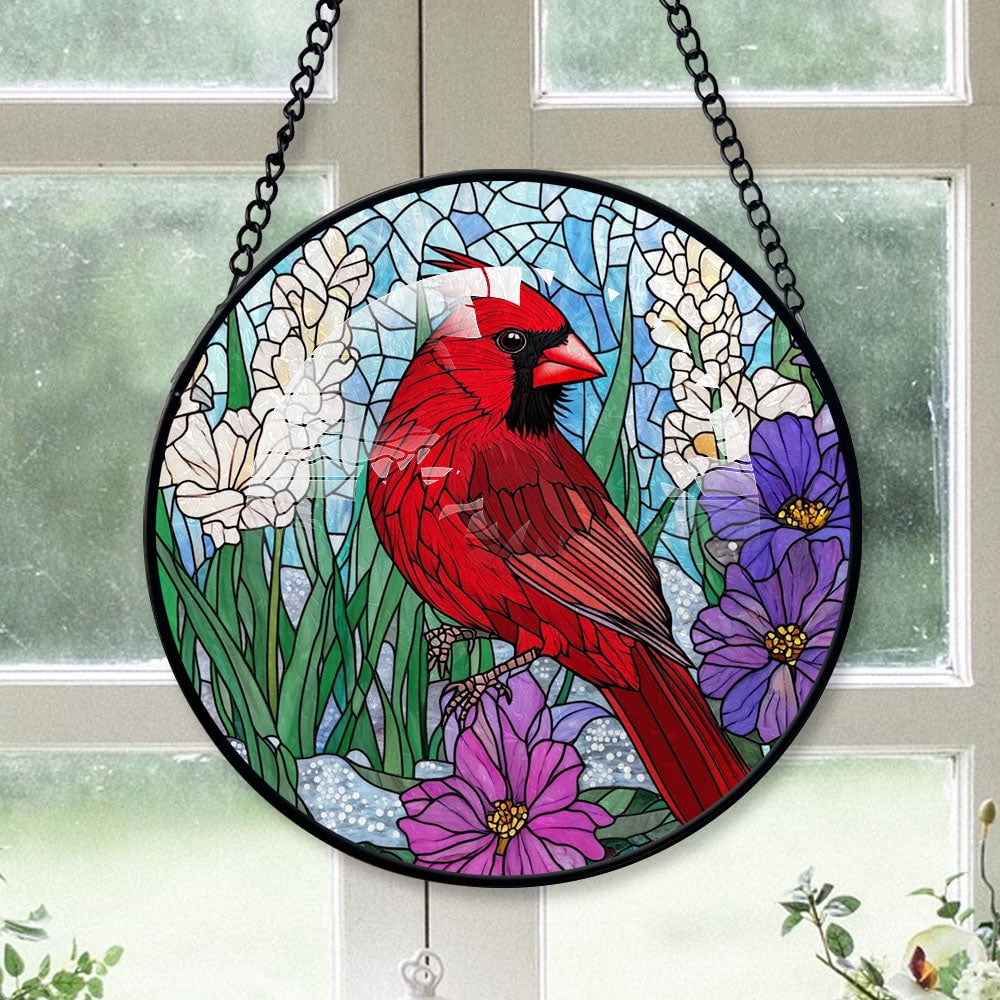 Cardinal Suncatchers, Red Cardinal Stained Glass Window Hangings, Red ...