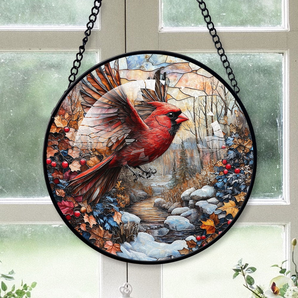 Cardinal Suncatchers, Red Cardinal Stained Glass Window Hangings, Red ...