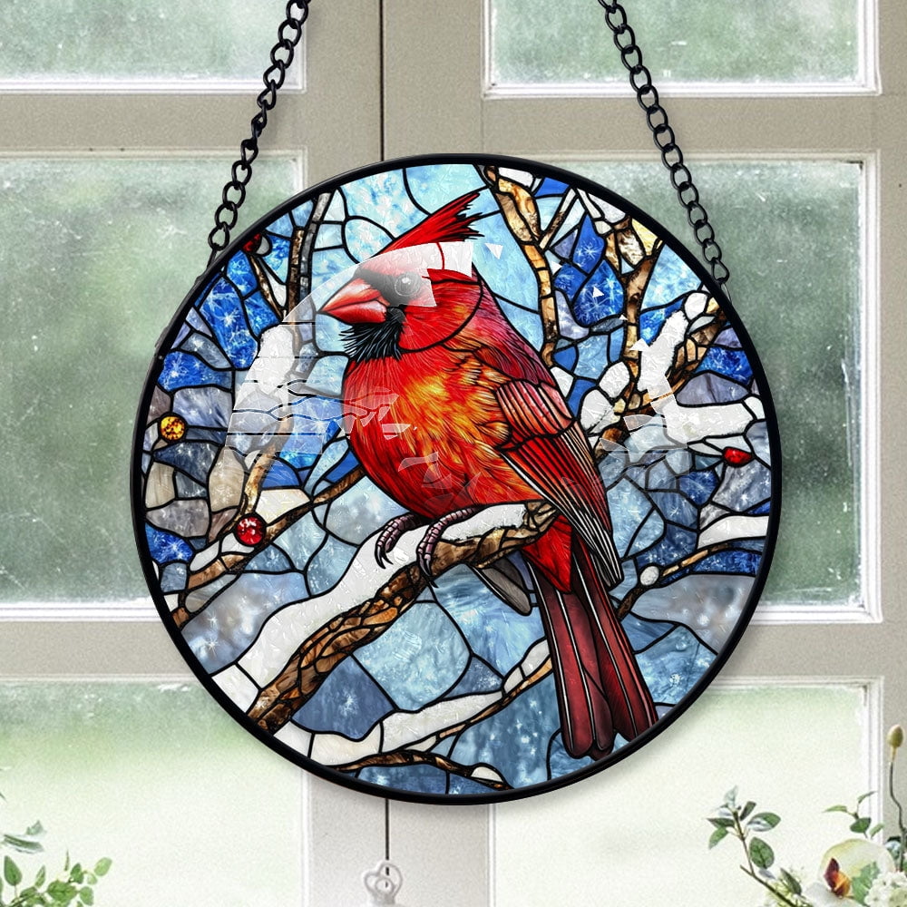 Cardinal Suncatchers, Red Cardinal Stained Glass Window Hangings, Red ...