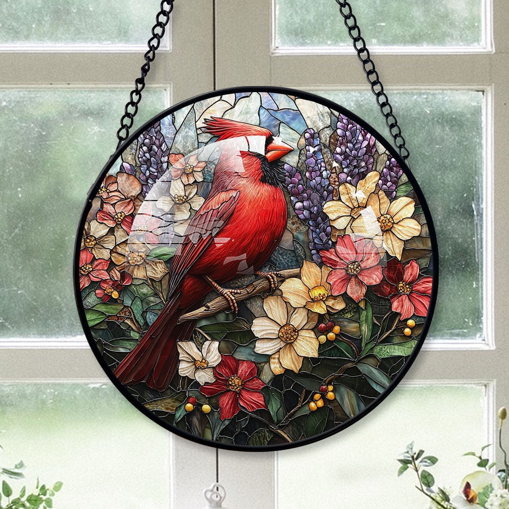 Cardinal Suncatchers, Red Cardinal Stained Glass Window Hangings, Red ...