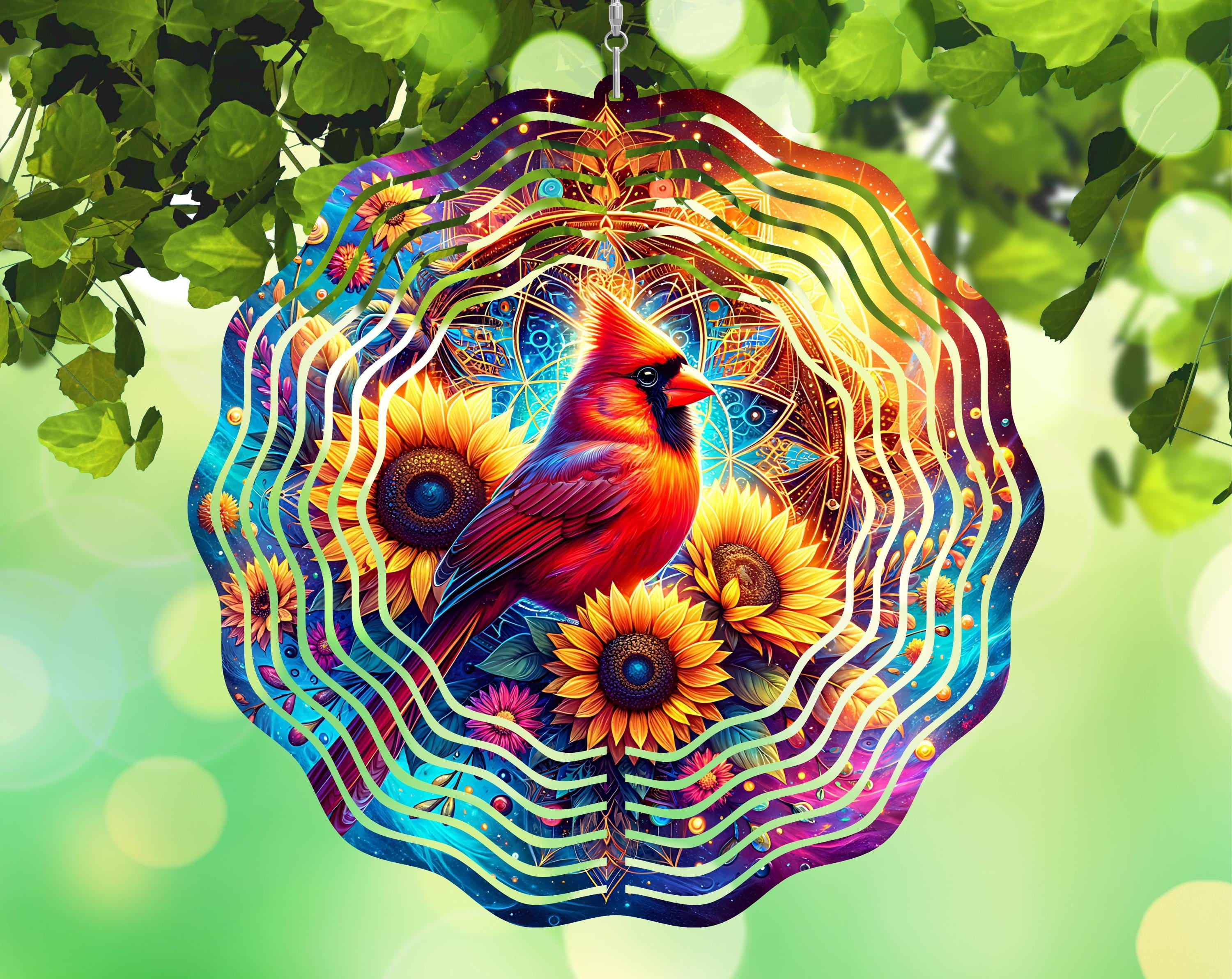 Cardinal Sunflower Mandala 3D Wind Spinner Kinetic Outdoor Decor ...