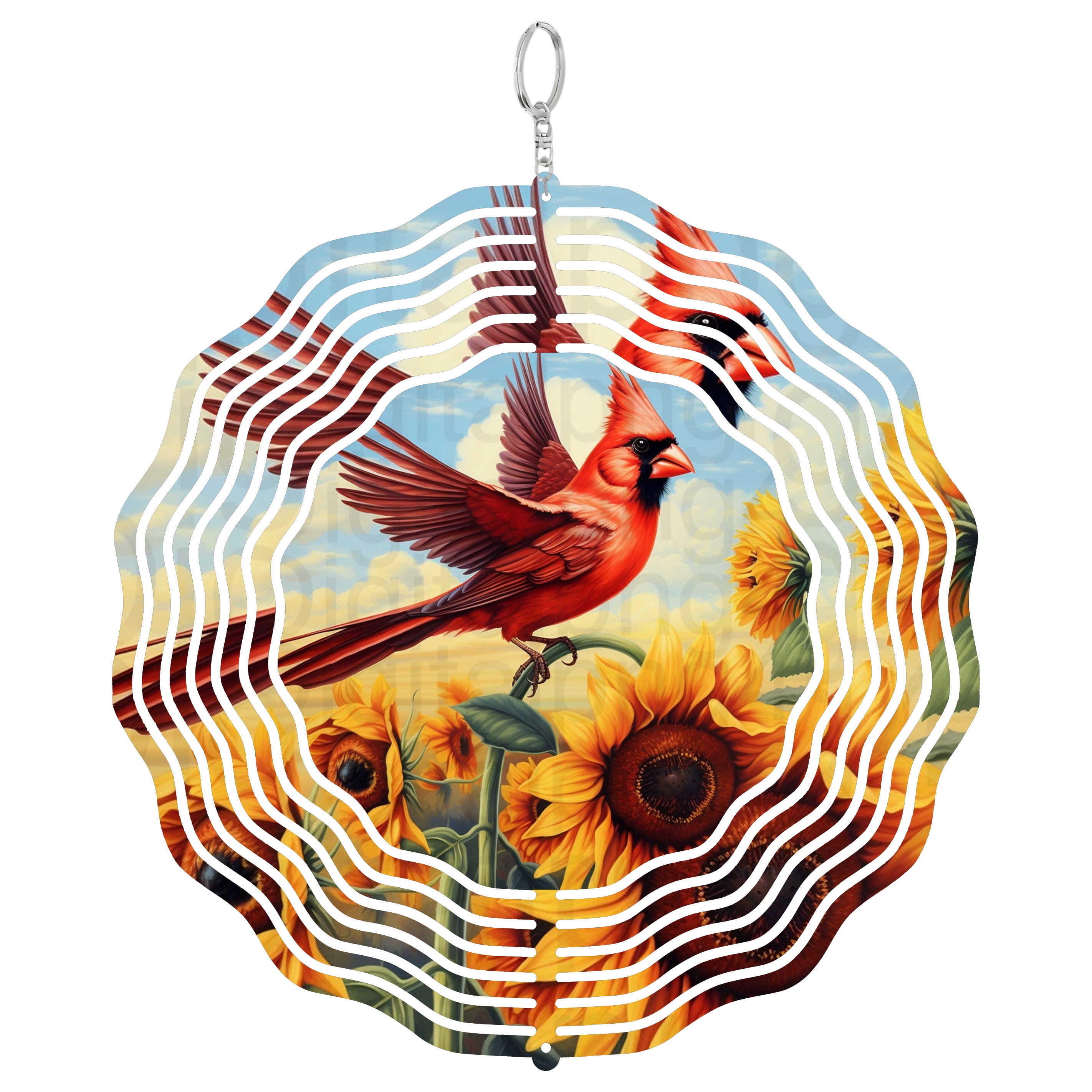 Cardinal Sunflowers Fall 3D Wind Spinner Kinetic Hanging Garden Decor ...