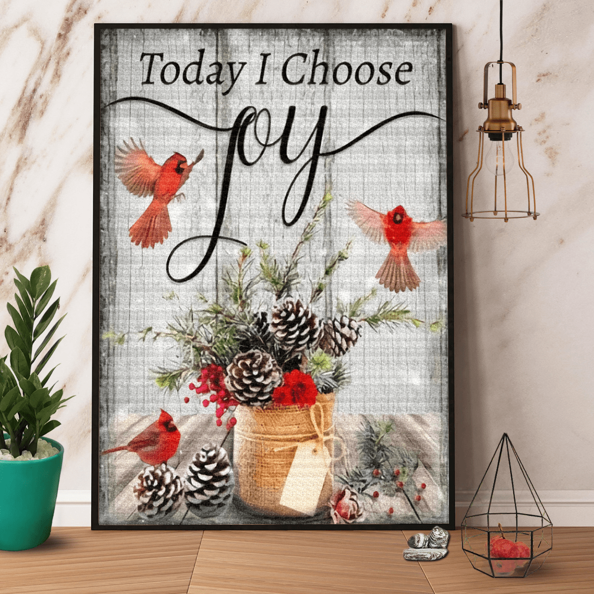 Cardinal Today I Choose Joy Vertical Paper Poster No Frame Wrapped ...