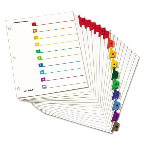 Cardinal Traditional OneStep Index System, 10-Tab, 1-10, Letter ...