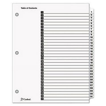 Cardinal OneStep Printable Table of Contents, Letter Page Dividers, 52 ...