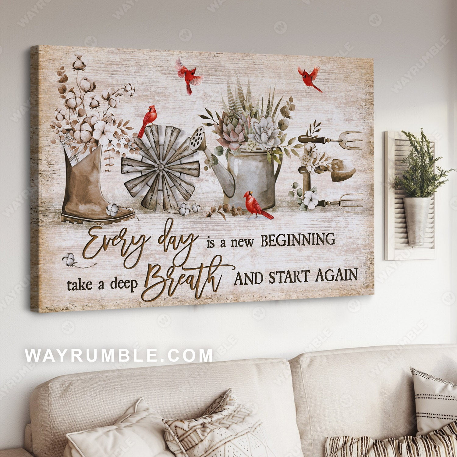 Cardinal Vintage Garden Everyday Is A New Beginning - Jesus Landscape ...