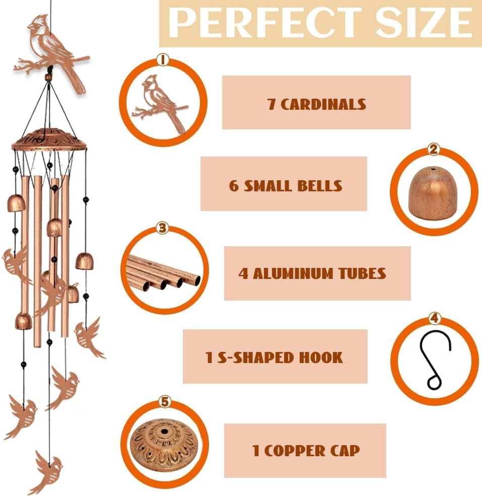 Cardinal Wind Chimes for Outside Cardinal Hanging Windchime Cardinal ...
