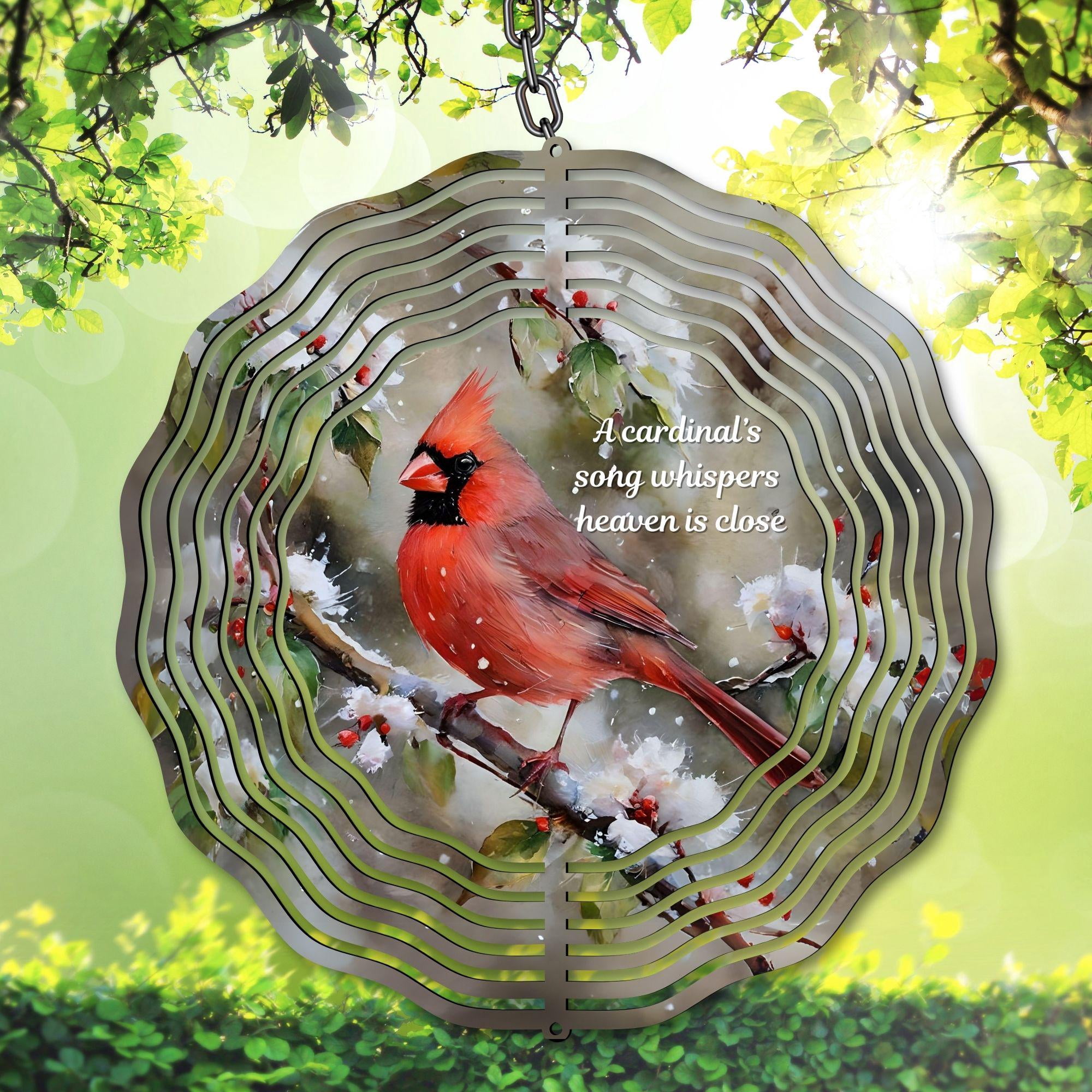 Cardinal Wind Spinner Red Cardinal Outdoor Metal Garden Art Memorial ...