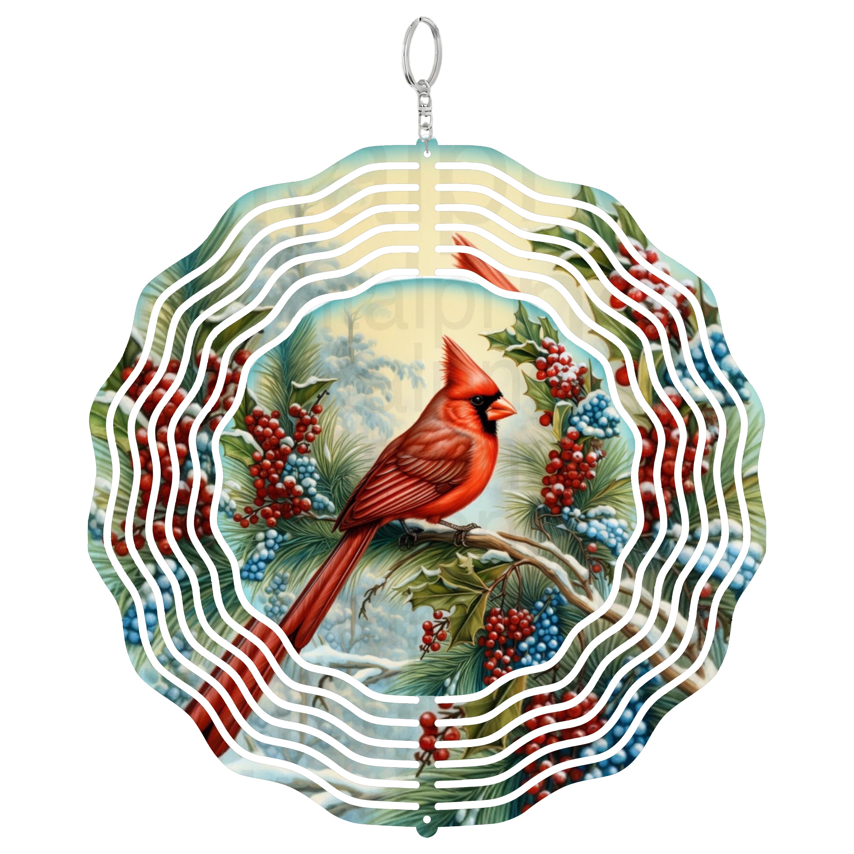 Cardinal Winter Christmas 3D Wind Spinner Kinetic Hanging Garden Decor ...