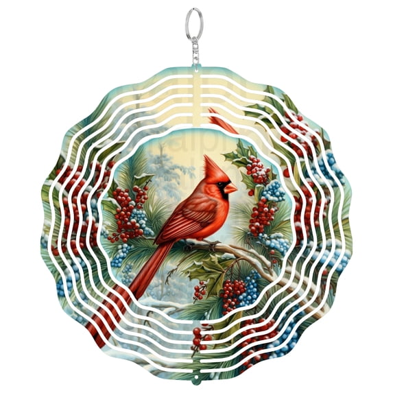 Cardinal Winter Christmas 3D Wind Spinner Kinetic Hanging Garden Decor ...