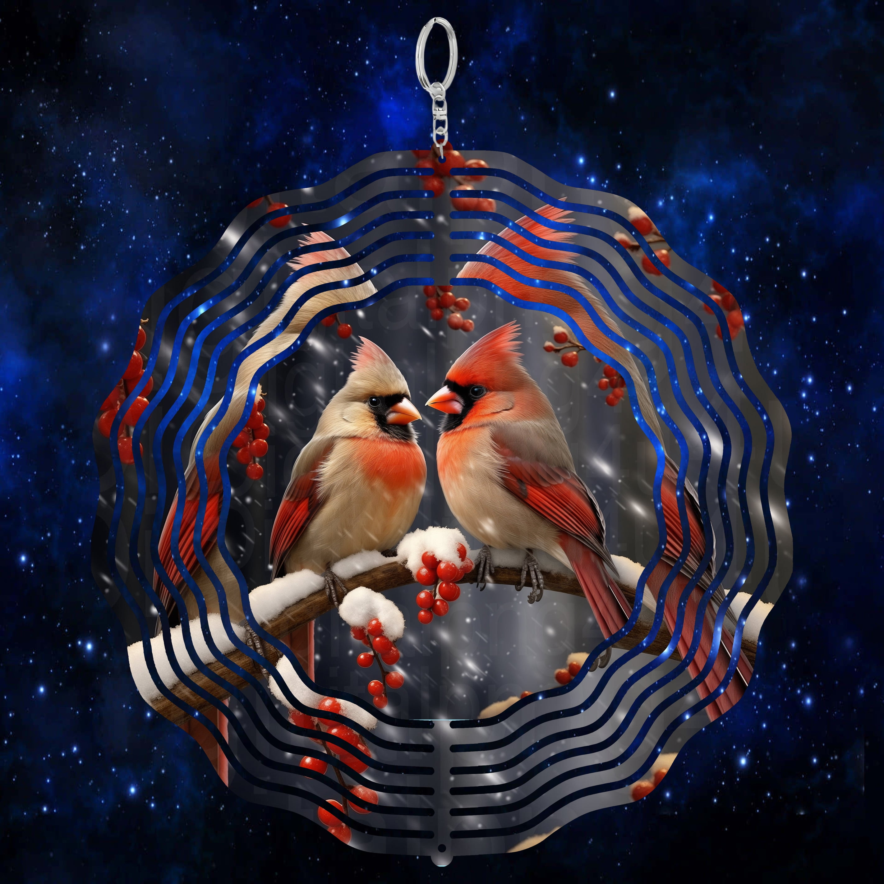 Cardinal Winter Christmas Bird 3D Wind Spinner Stainless Steel Kinetic ...