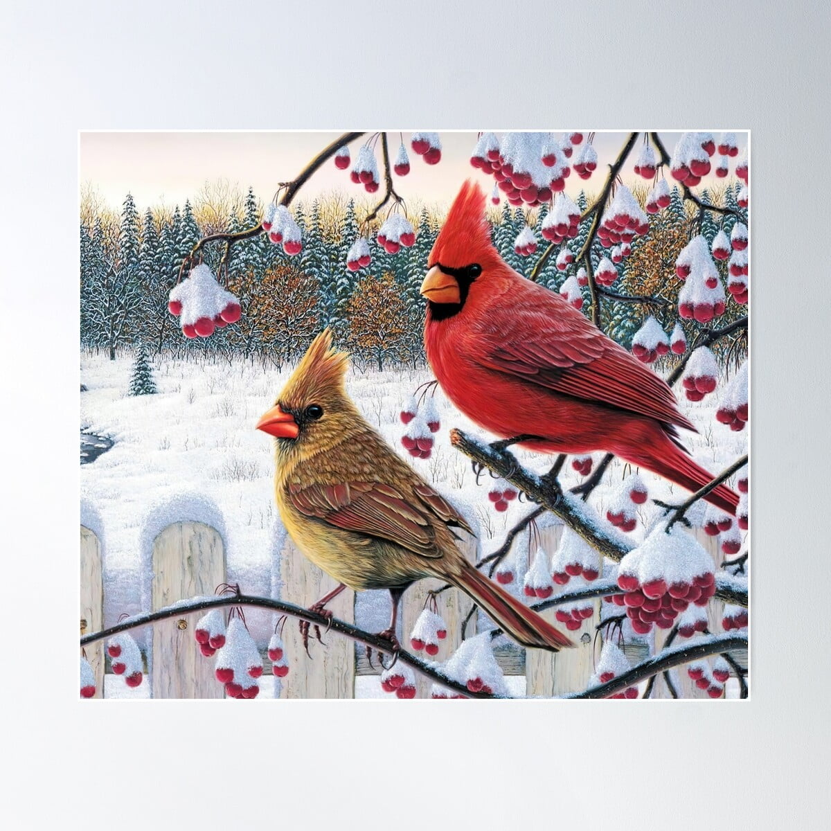 Cardinal Winter Season Poster Wall Art, Modern Wall Decor For Living ...