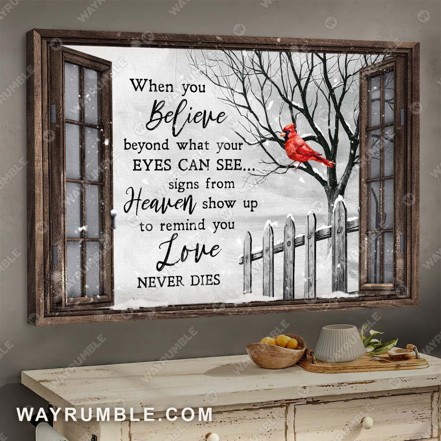 Cardinal, Winter tree, Window frame, When you believe, signs from ...