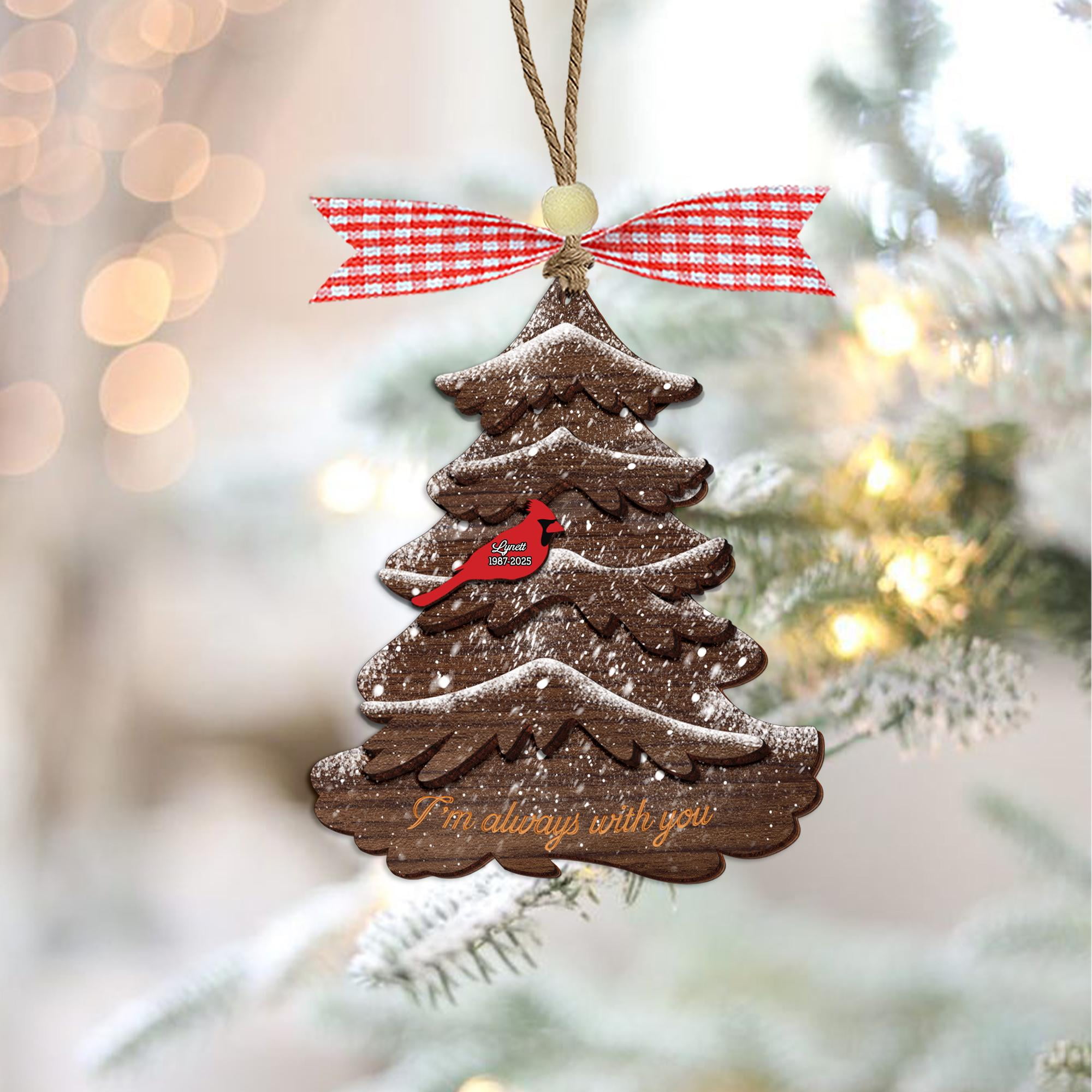 Cardinal Wooden Memorial Ornament Christmas Tree,Dad Mom Remembrance ...