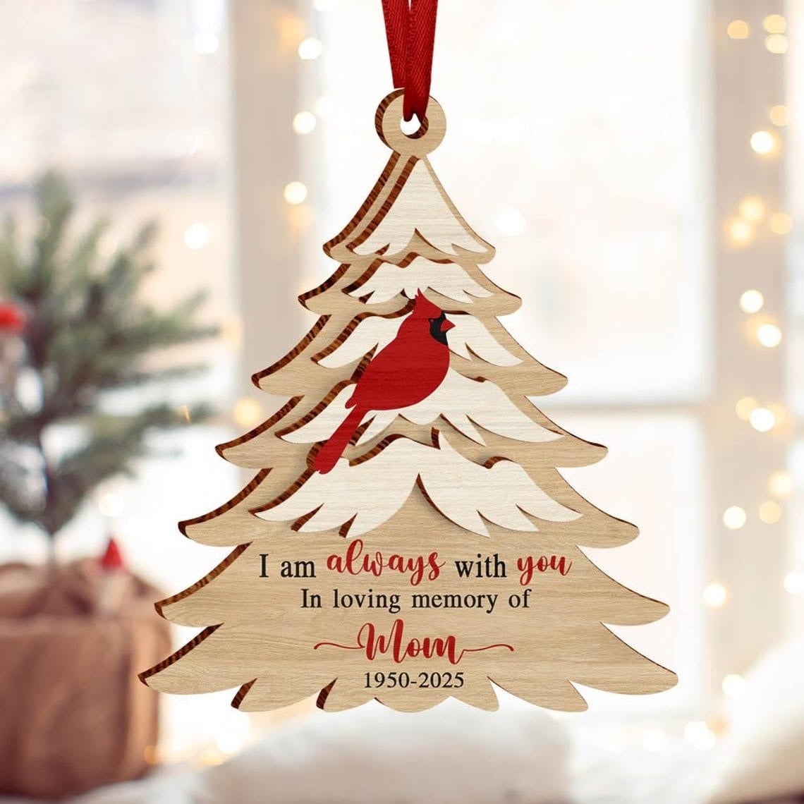 Cardinal Wooden Memorial Ornament In Loving Memory Christmas Sympathy ...