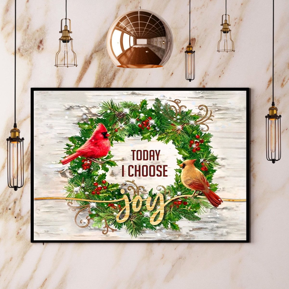 Cardinal Wreath Christmas Today I Choose Joy Paper Poster No Frame ...