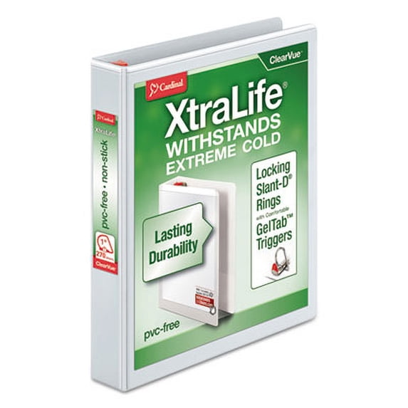 Cardinal XtraLife ClearVue Non-Stick Locking Slant-D Ring Binder, 3 ...