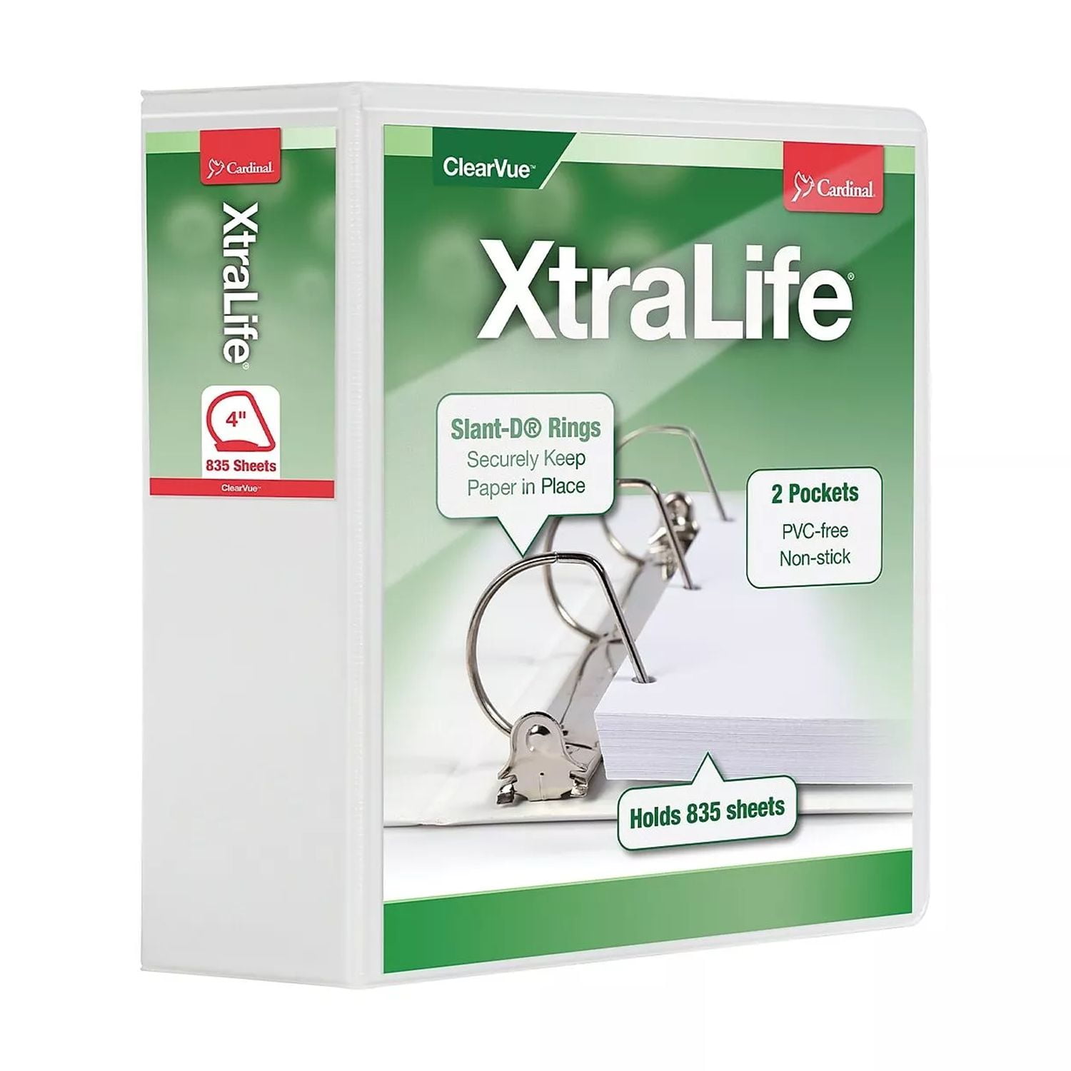 Cardinal XtraLife ClearVue Non-Stick Slant-D Binder 4" Cap 11 x 8 1/2 ...