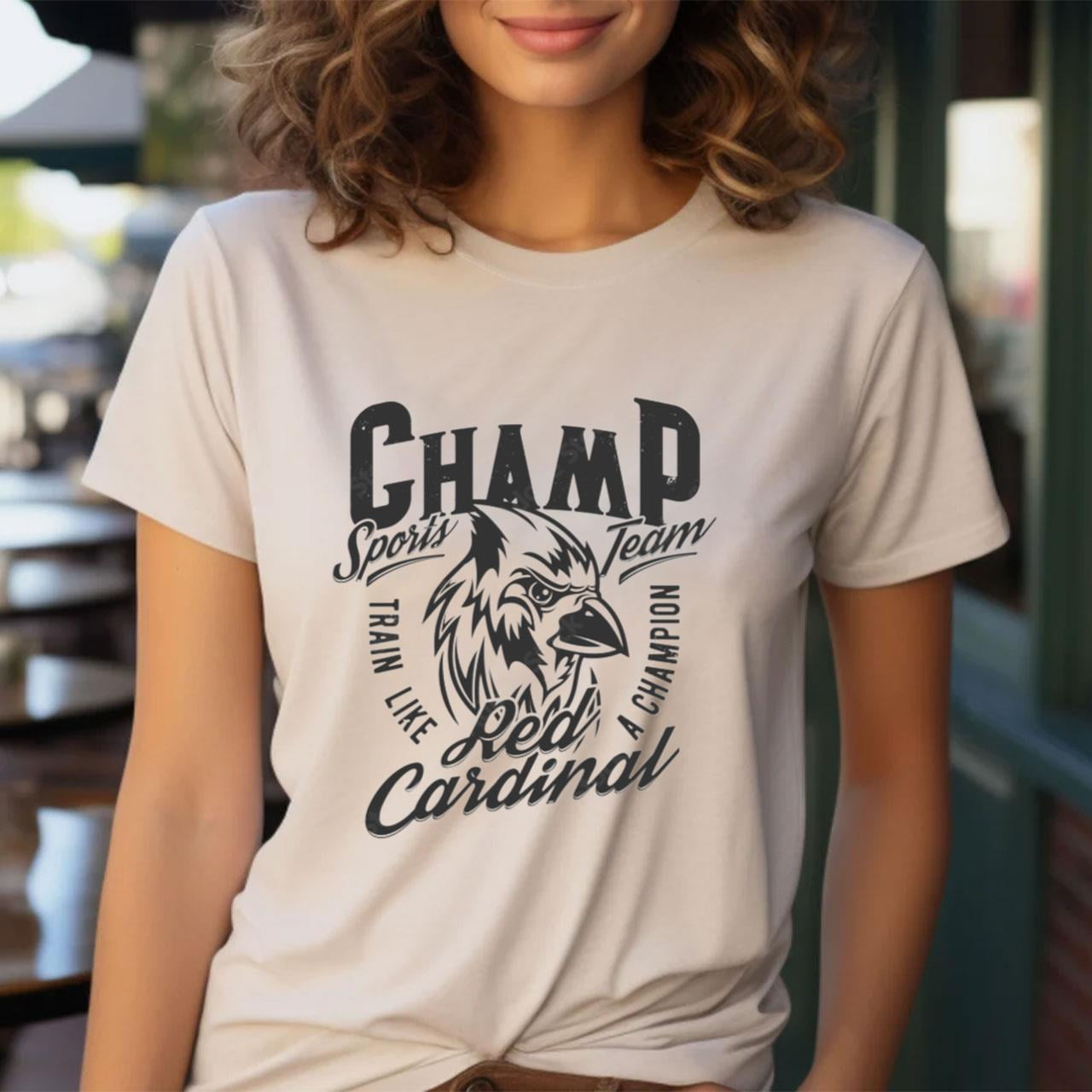 Cardinal bird mascot t-shirt print vector mockup. North american bird ...