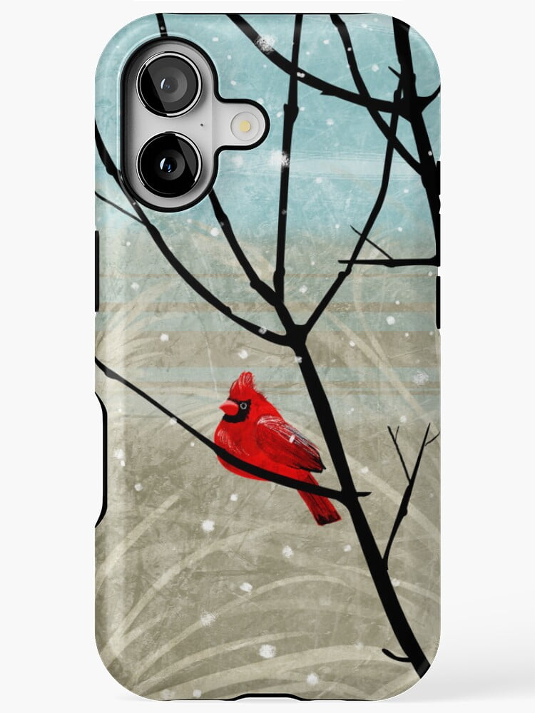 Cardinal in the Snow Bird Winter Artwork For iPhone 11-17 Pro Max Phone ...