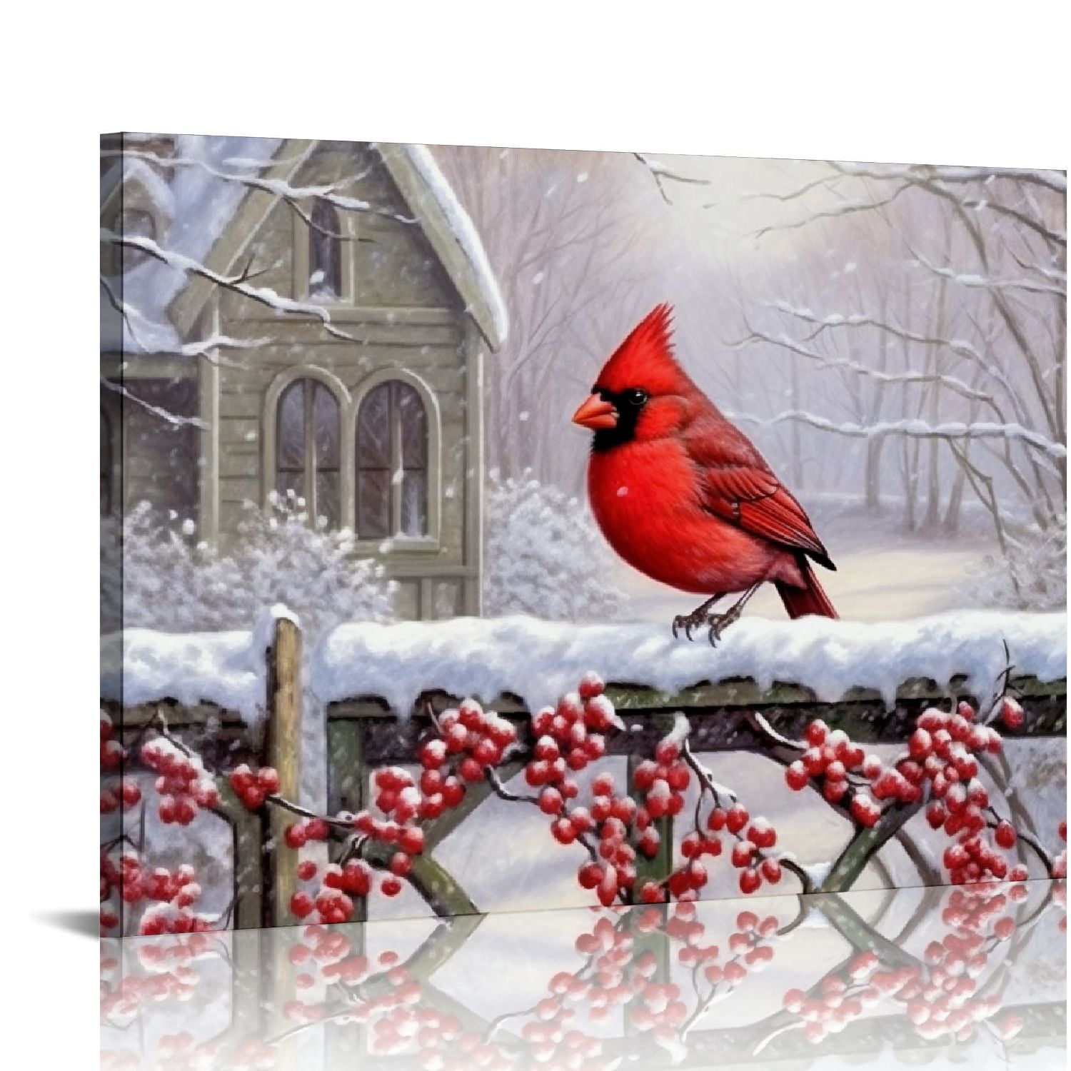 Cardinal on Gatepost Canvas Wall Art - Walmart.com