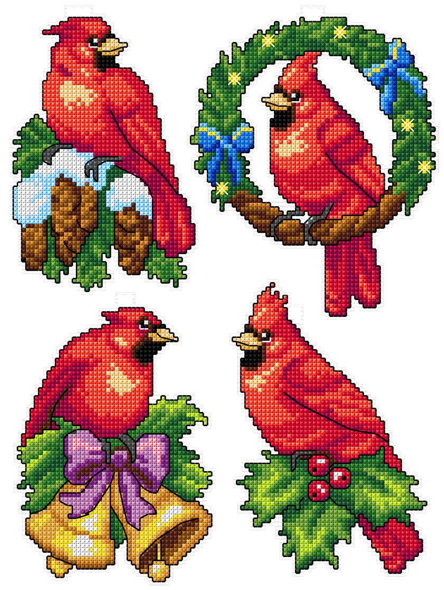 Cardinals 106CS Counted Cross-Stitch Kit for Beginners, Christmas ...