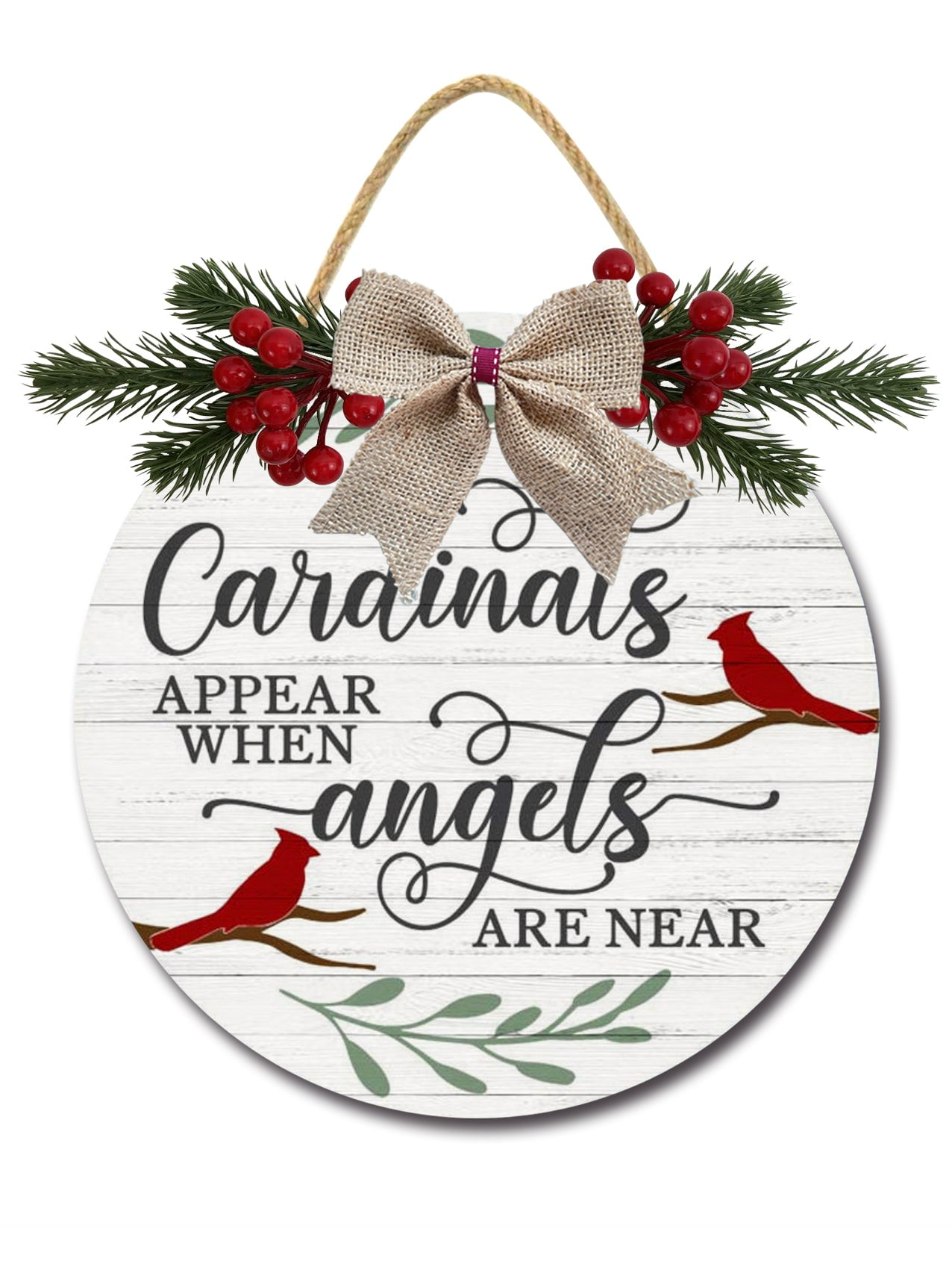 Cardinals Appear When Angels Are Near Door Sign Home Decor Round Wood ...