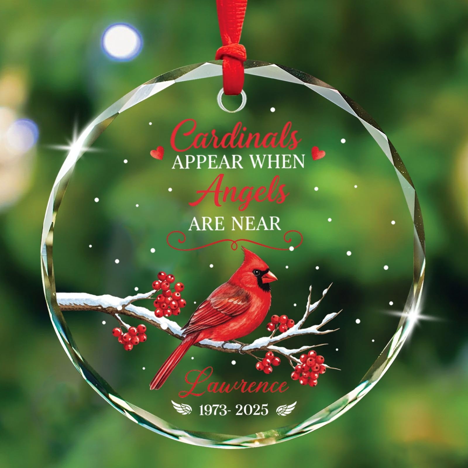 Cardinals Appear When Angels are Near Glass Ornament 2025, Personalized ...