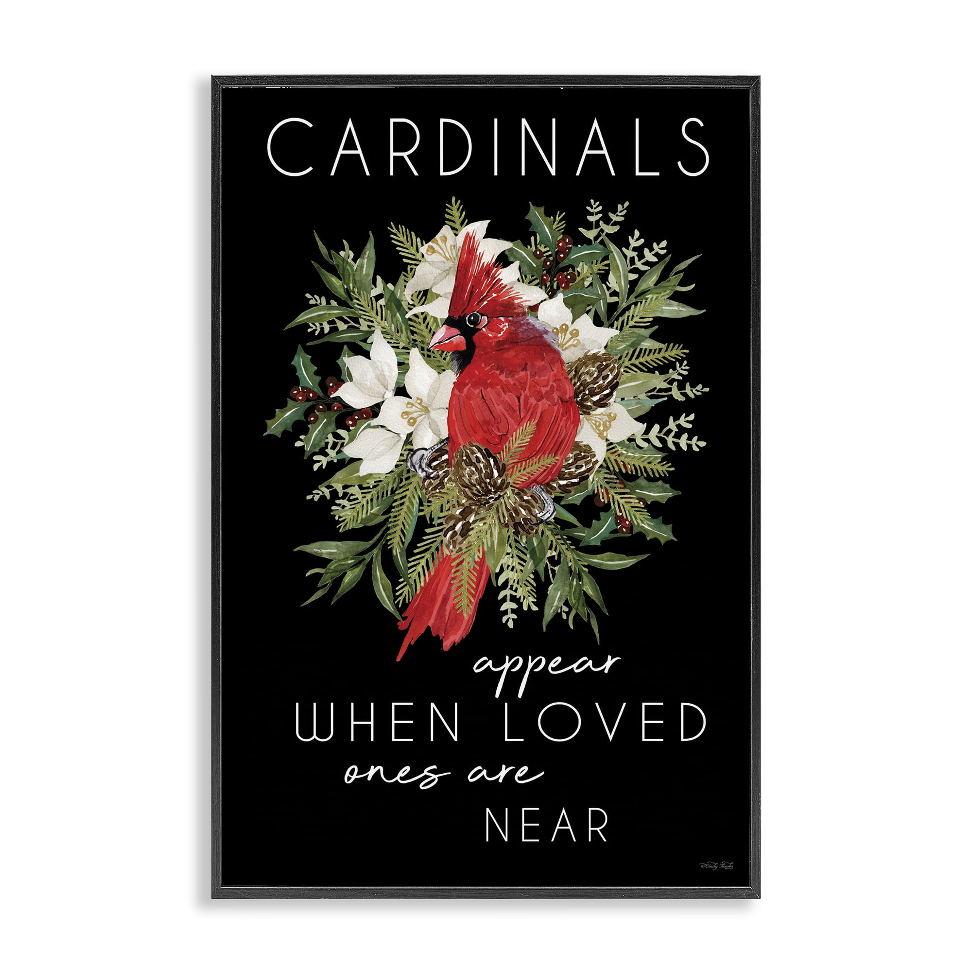 Cardinals Appear Seasonal Sentiment Black Framed Giclee Art, design by ...
