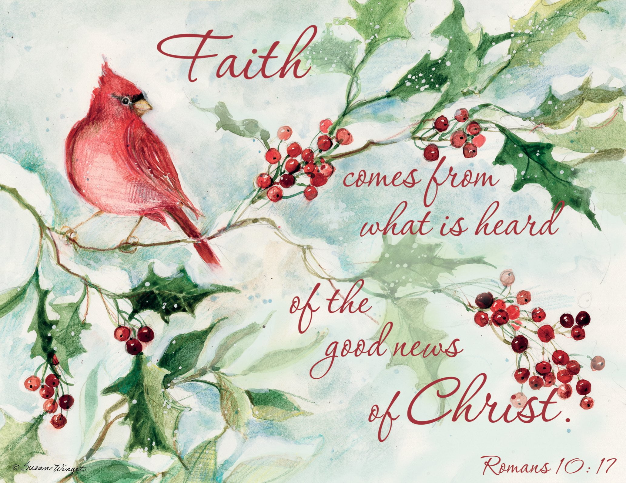 Cardinals & Berries Christmas Card (Other) - Walmart.com