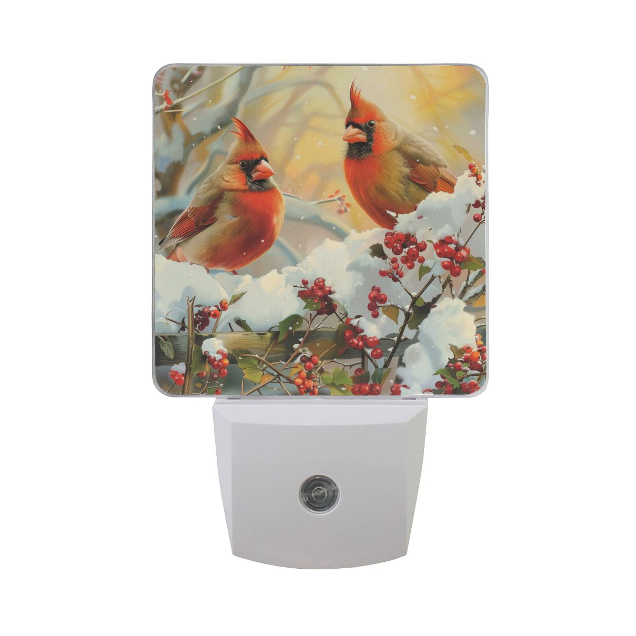 Cardinals Bird on Garden Fence Night Light 2 Pack LED Nightlight Plug ...