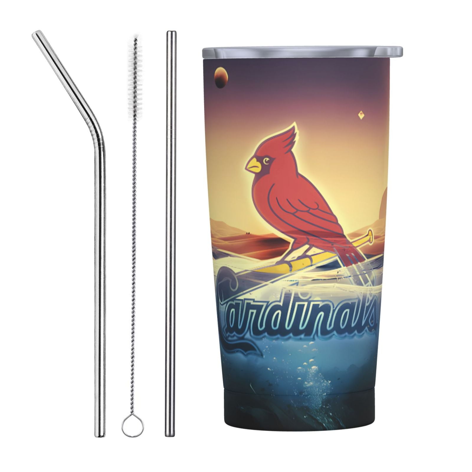 Cardinals Football Team Theme 20 oz Car Straw Cup, Travel Coffee Cup ...