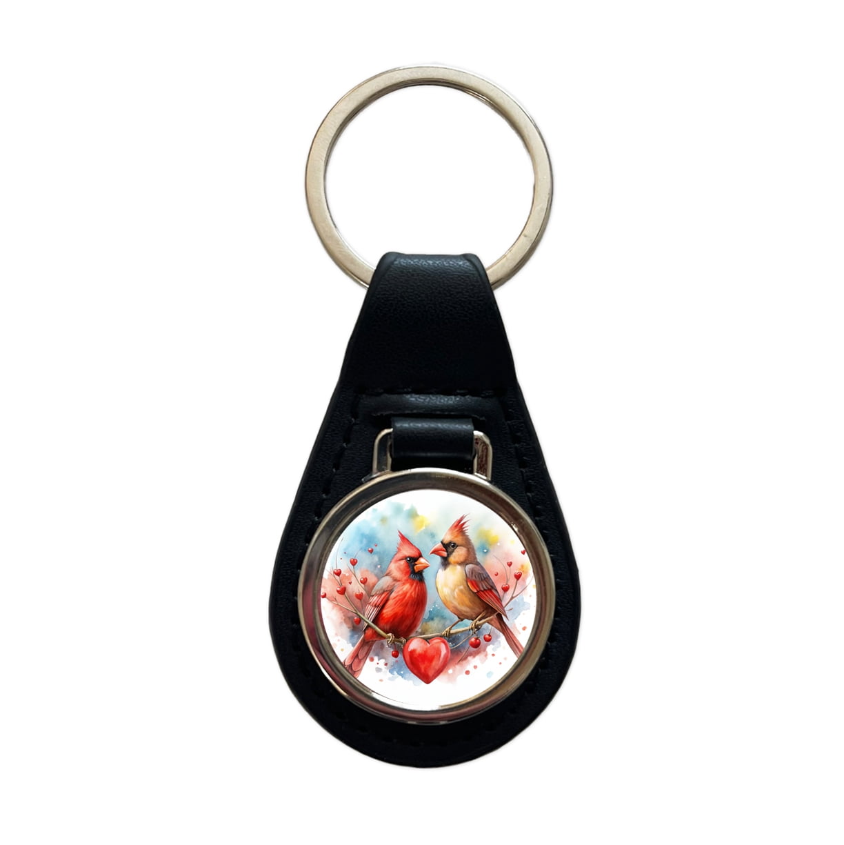 Cardinals In Love With Hearts Valentine's Day Metal Black Leather ...