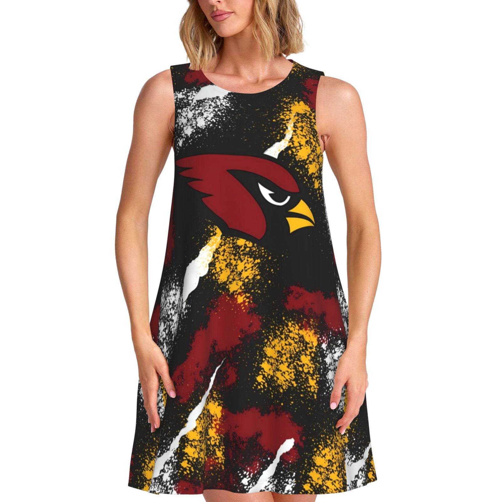 Cardinals Women's Sleeveless Dress Ball Team Print Round neck Dress ...