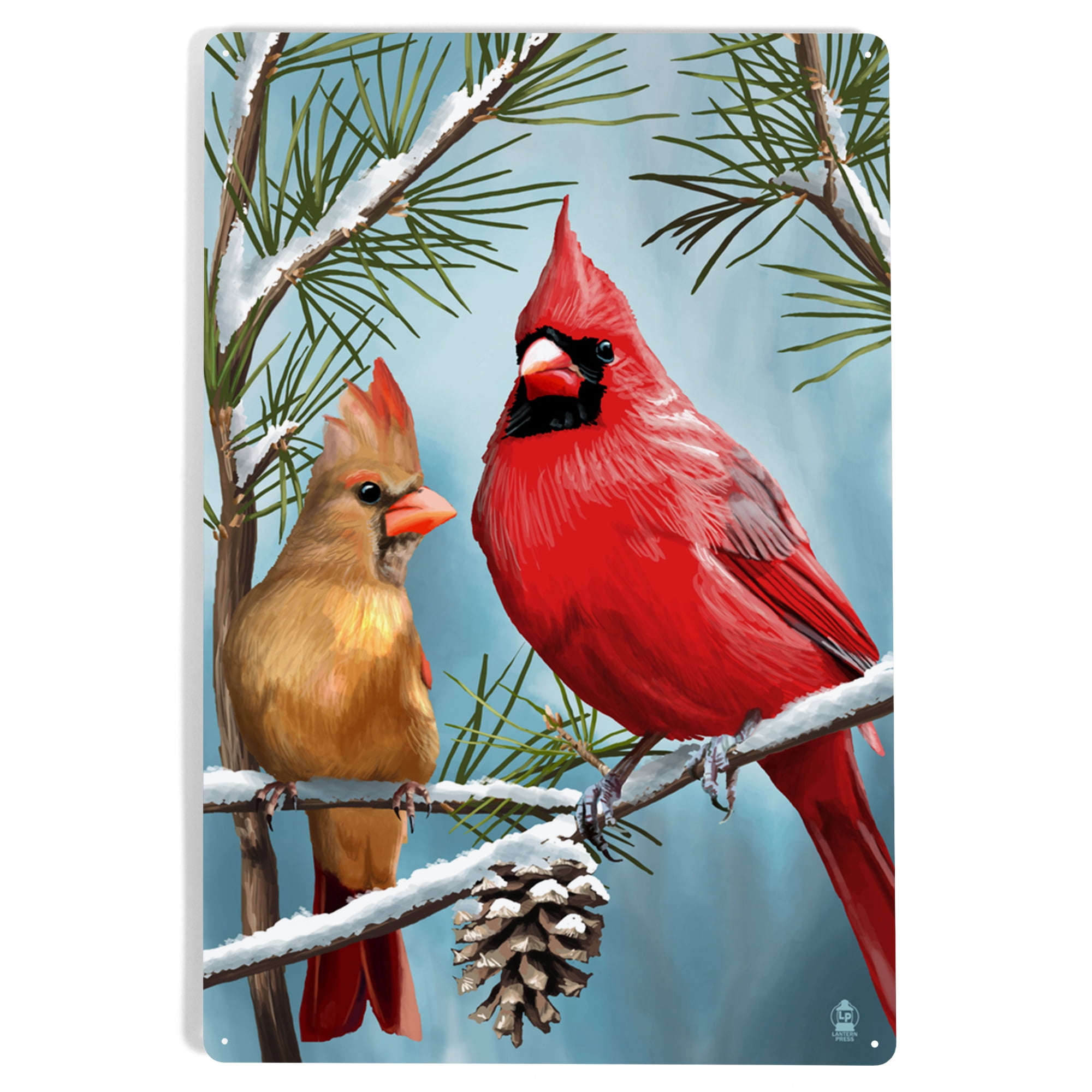 Cardinals in Winter (12x18 Aluminum Art, Indoor Outdoor Metal Sign ...