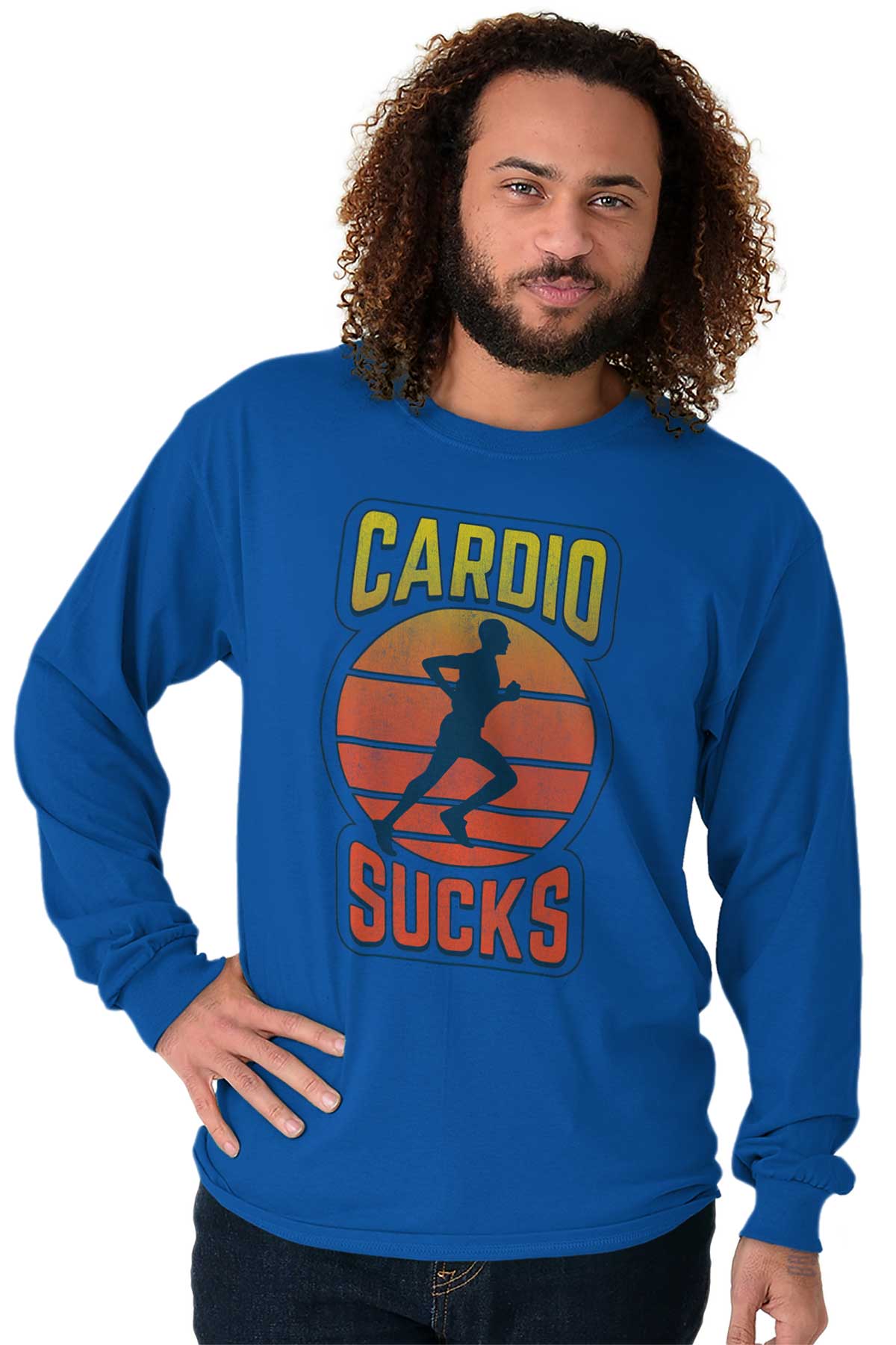 Cardio Sucks Funny Workout Gym Plus Size Long Sleeve Graphic Tee Shirt ...