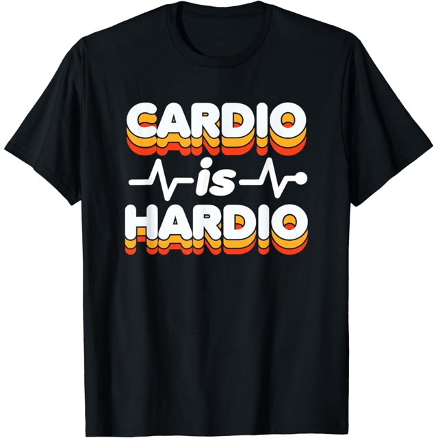 Cardio is Hardio Gym Funny Running Retro 70s Fitness Light T-Shirt ...