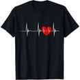 Cardiologist ECG Heartbeat Pulse T-Shirt - Black with Red Heart Design ...