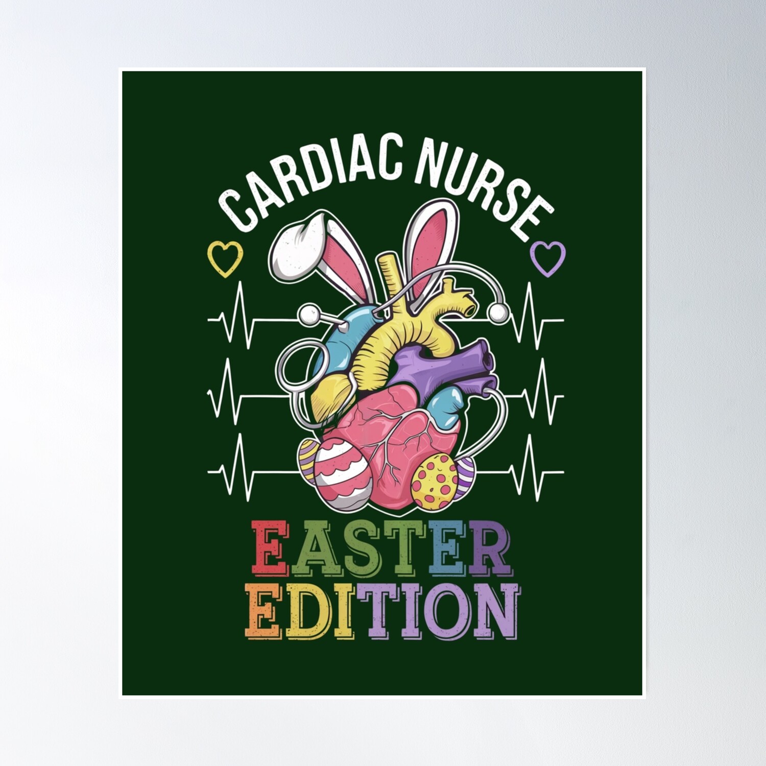 Cardiology Nurse Easter Heart Poster Wall Art, Modern Wall Decor, 24x36 ...