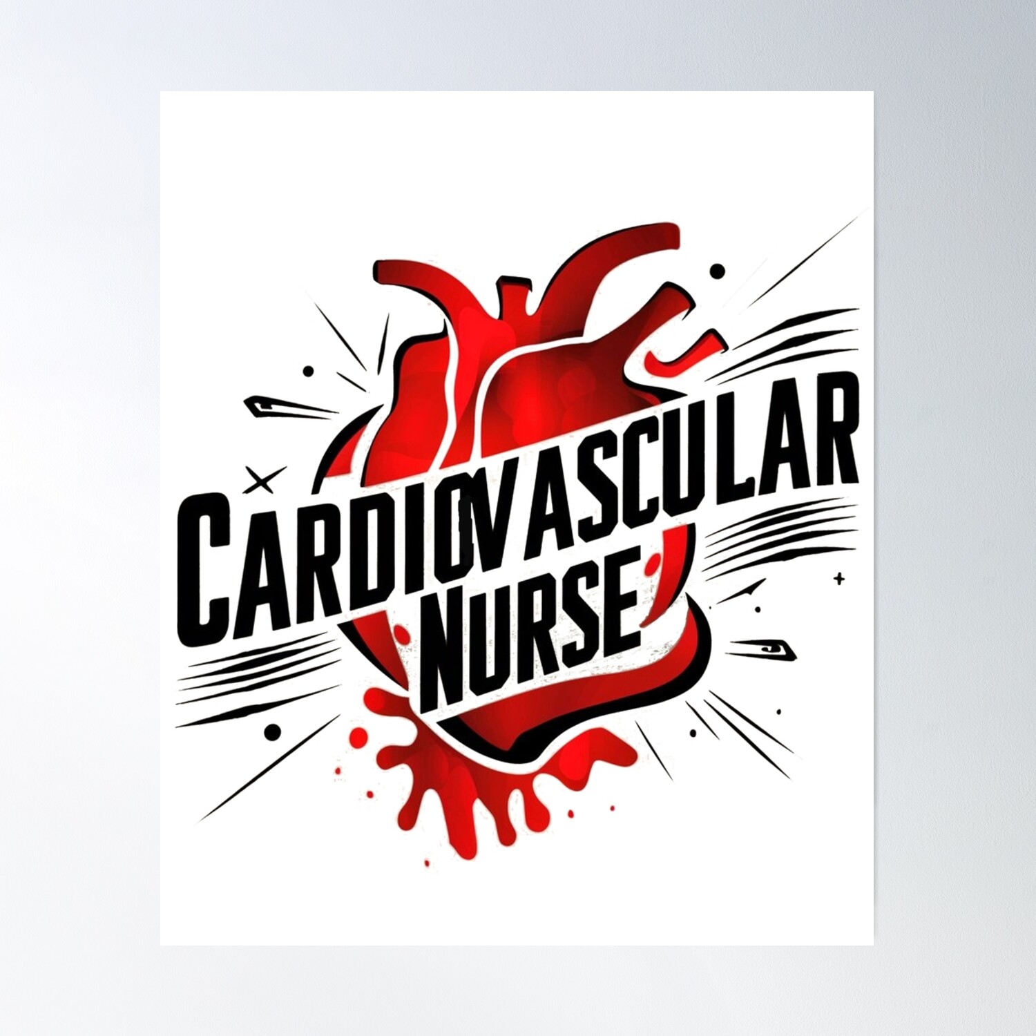 Cardiovascular Nurse Hospital Pattern Poster Wall Art, Modern Wall ...