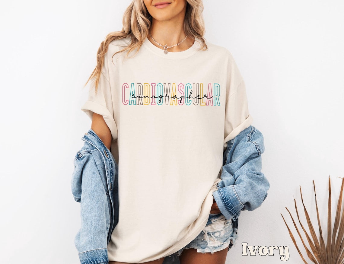 Cardiovascular Sonographer Shirt Cute Cardiac Sonography Tee, Heart And ...