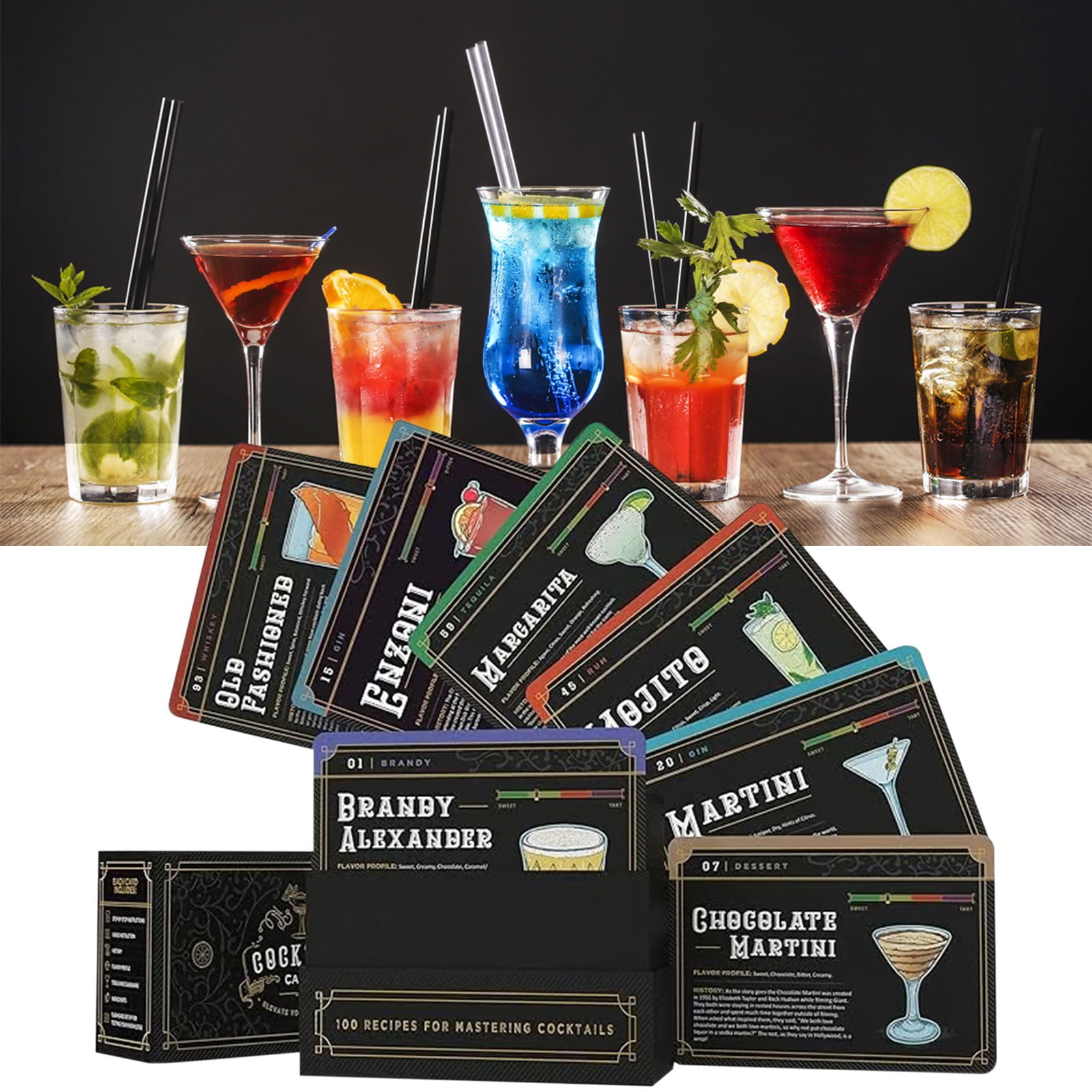 Cocktail Recipe Book 100 Cocktail Recipe Cards Set - Home Bartender ...