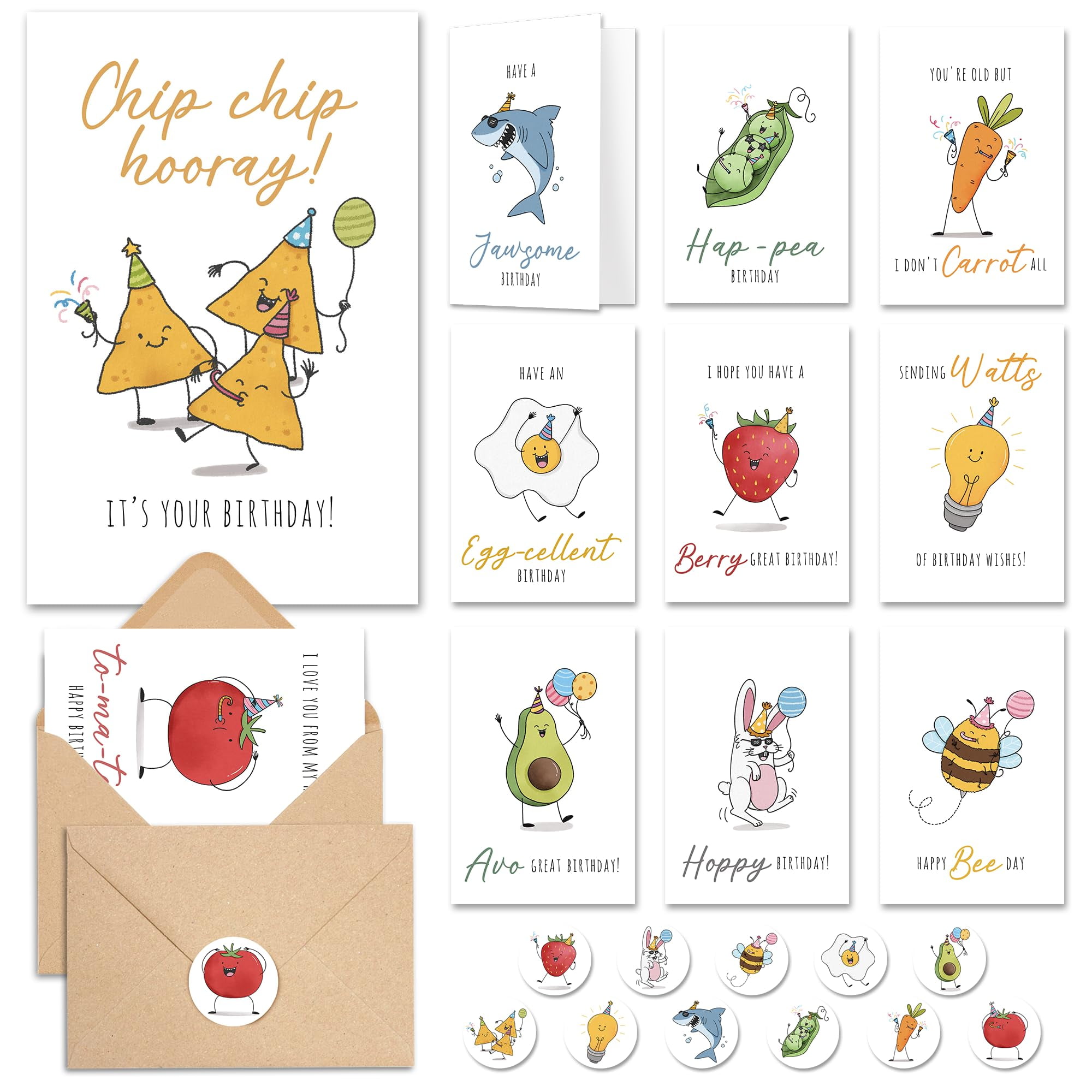 Cards with Envelopes & Stickers, SMRFunny Assorted Happy Bulk, Cute ...